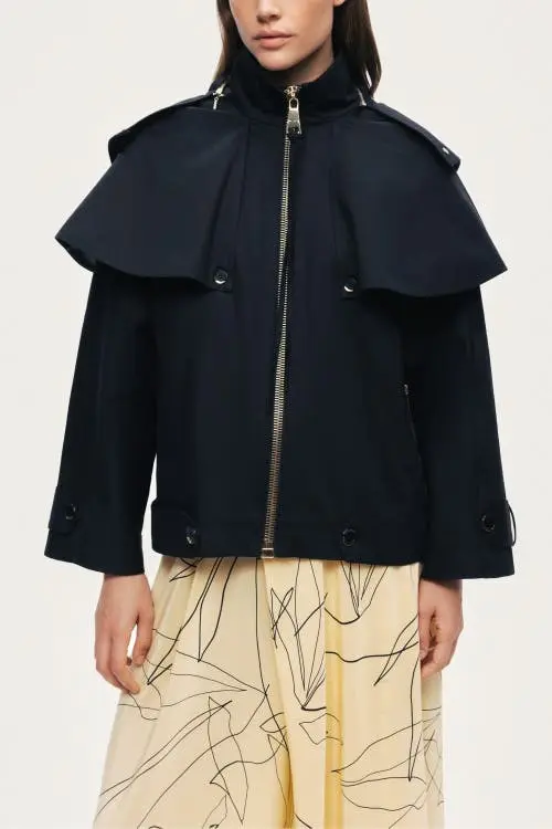 NOCTURNE Hooded Short Trench Jacket