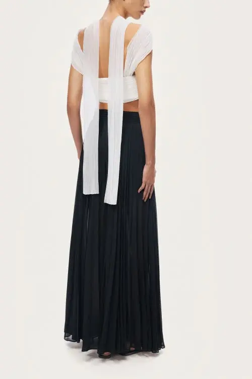 NOCTURNE Pleated Chiffon Wide-leg Pants
