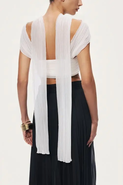 NOCTURNE Pleated Chiffon Wide-leg Pants