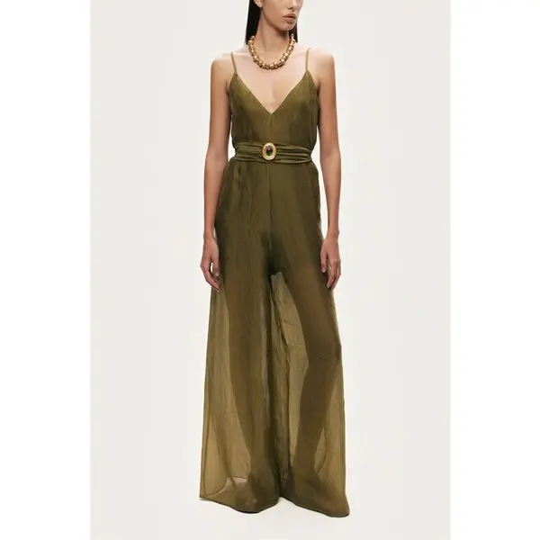 NOCTURNE Strappy Wide-leg Jumpsuit - Khaki