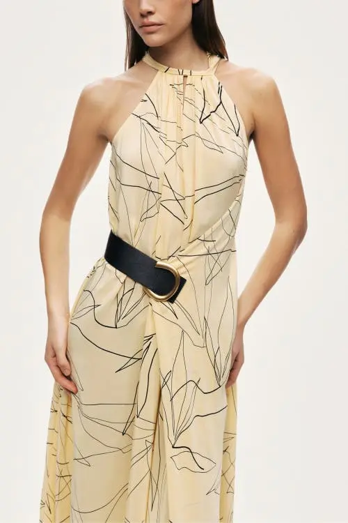 NOCTURNE Printed Halter Midi Dress - Multi-colored