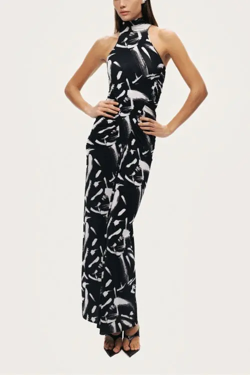 NOCTURNE Printed Halter Maxi Dress - Multi-colored