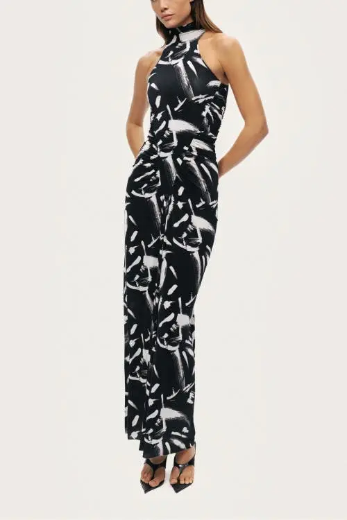 NOCTURNE Printed Halter Maxi Dress - Multi-colored