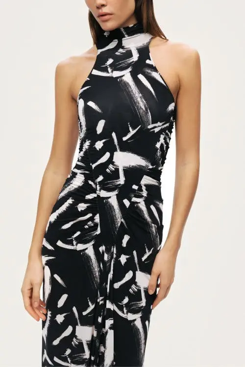 NOCTURNE Printed Halter Maxi Dress - Multi-colored