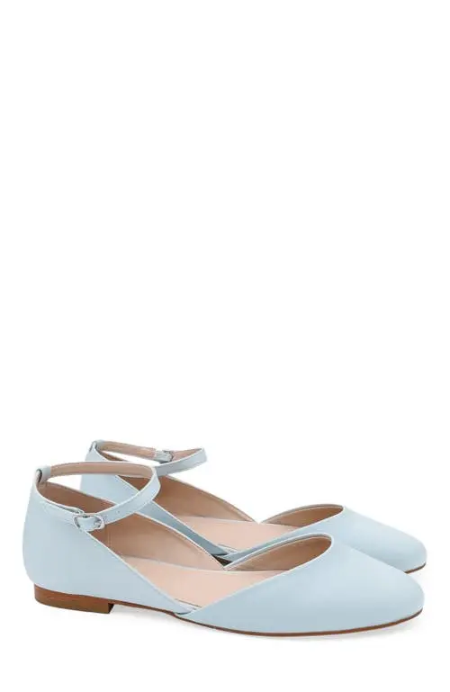 KAILEE P Gloria Satin Round Toe Flat - Light Blue