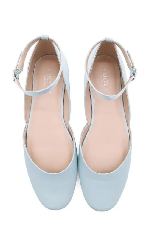 KAILEE P Gloria Satin Round Toe Flat - Light Blue