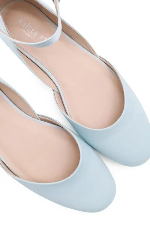KAILEE P Gloria Satin Round Toe Flat - Light Blue