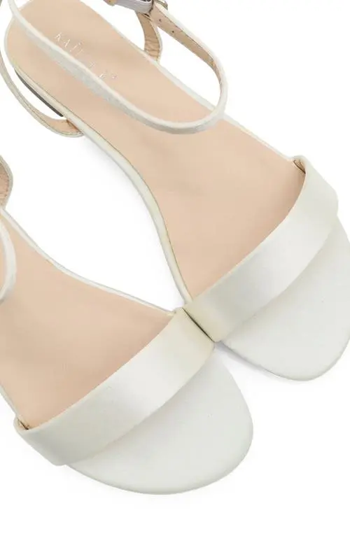 KAILEE P Maddy Satin Flat Sandal With Ankle Strap - Ivory