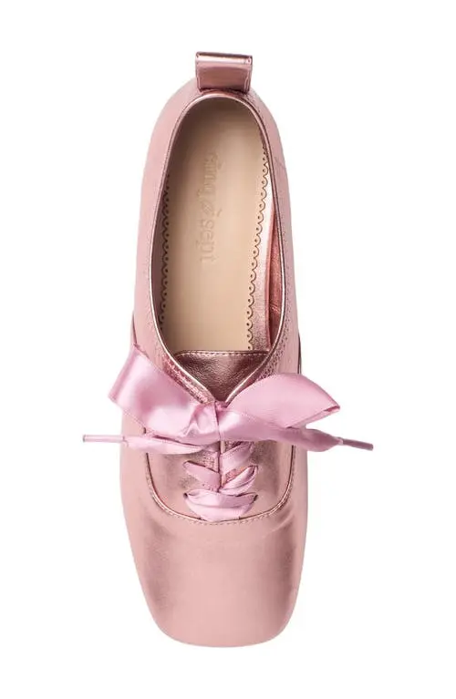 Cinq À Sept Christina Lace-up Flat - Soft Pink Metallic