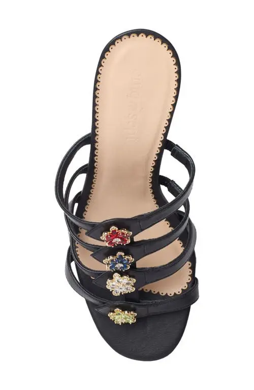 Cinq À Sept Emmy Crystal Flower Strappy Sandal - Black
