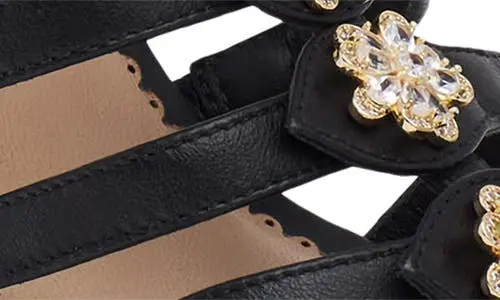 Cinq À Sept Emmy Crystal Flower Strappy Sandal - Black
