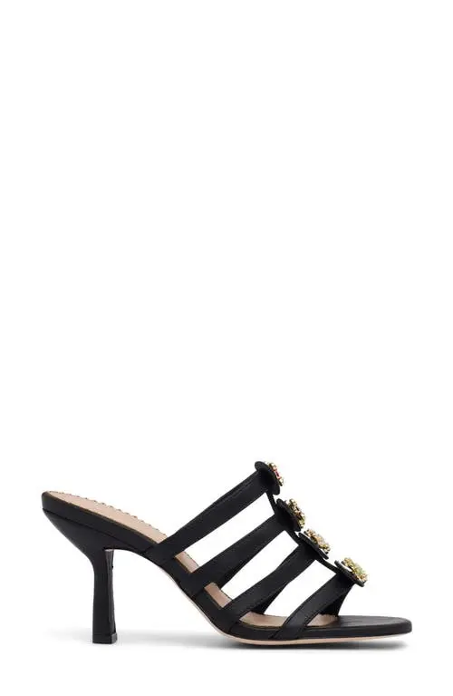 Cinq À Sept Emmy Crystal Flower Strappy Sandal - Black