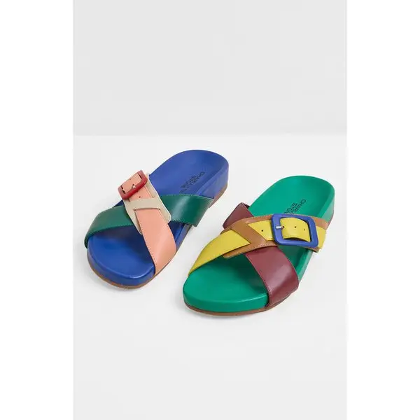 Charlotte Stone Sylas Mismatch Crossover Slide Sandal - Kingston