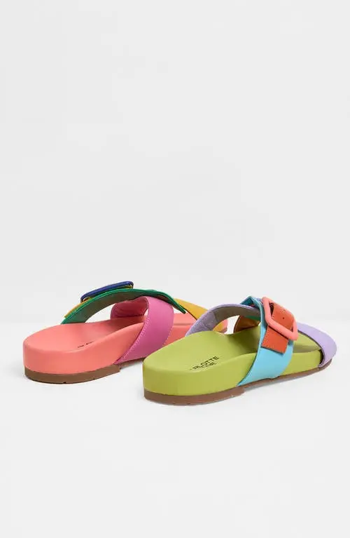 Charlotte Stone Sylas Mismatch Crossover Slide Sandal - Solimar
