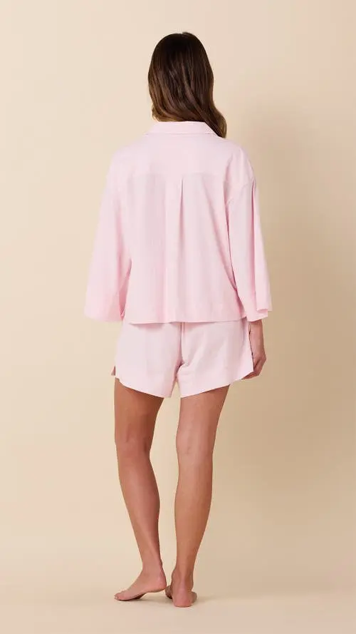 THE CAT'S PAJAMAS Mariposa Long Sleeve Short Set - Pink