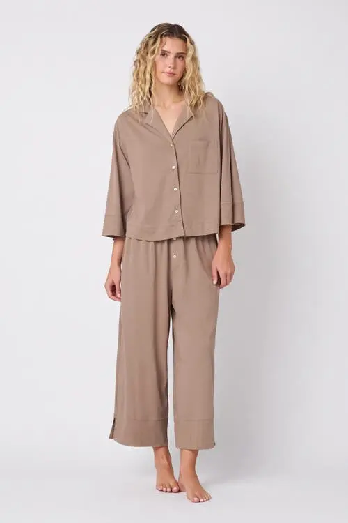 THE CAT'S PAJAMAS The Mariposa Pima Organic Pajama Set - Mocha