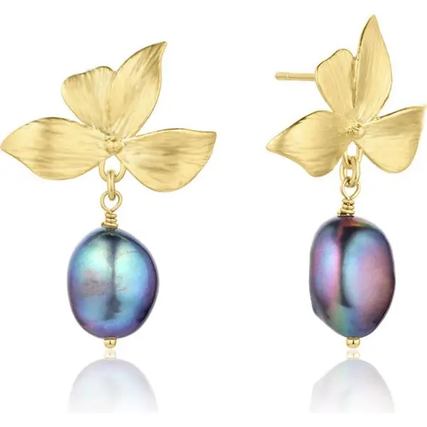 SET & STONES Maeve Pearl Drop Earrings - Gold/peacock