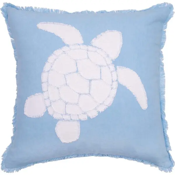 C&F HOME Turtle Chilling Tufted Fringed Throw Pillow, 18" X 18" - Blue
