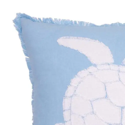 C&F HOME Turtle Chilling Tufted Fringed Throw Pillow, 18" X 18"