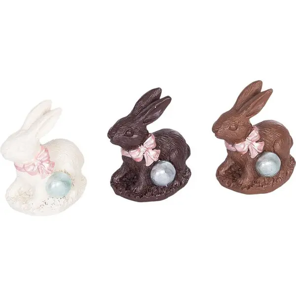 GALLERIE II Easter Chocolate Bunny With Ribbons And Eggs Set Of 12 Figurines - Brown