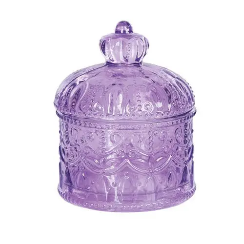 GALLERIE II Lavender Decorative Glass Keepsake Container Box 4.33 - Purple