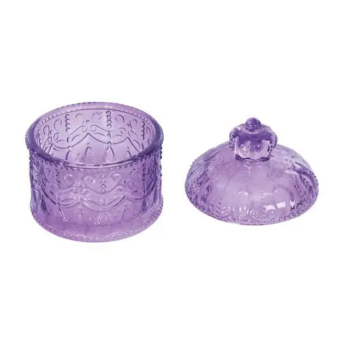 GALLERIE II Lavender Decorative Glass Keepsake Container Box 4.33
