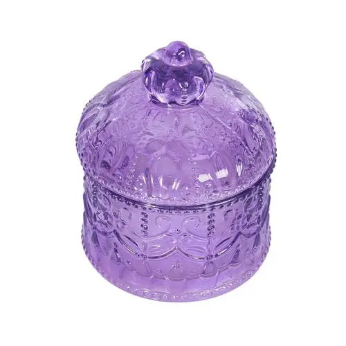 GALLERIE II Lavender Decorative Glass Keepsake Container Box 4.33