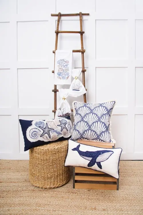 C&F HOME Vintage Shells Collection Embroidered Throw Pillow
