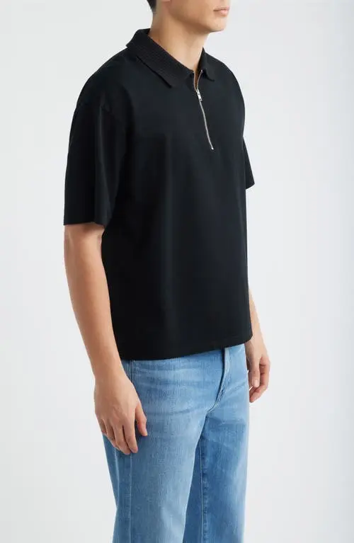 FRAME Half Zip Polo - Black