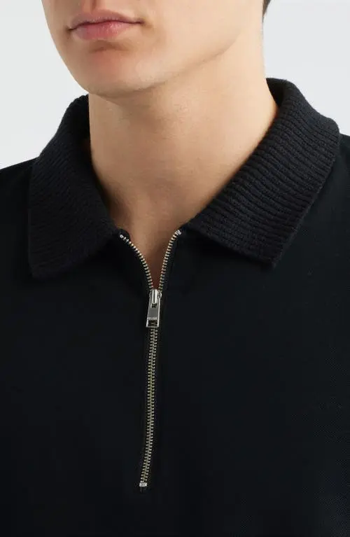 FRAME Half Zip Polo - Black
