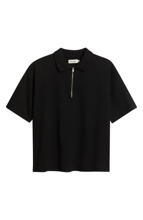 FRAME Half Zip Polo - Black