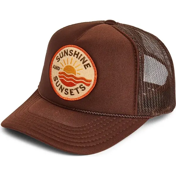 FRIDAY FEELIN’ Sunshine & Sunsets Trucker Hat - Brown