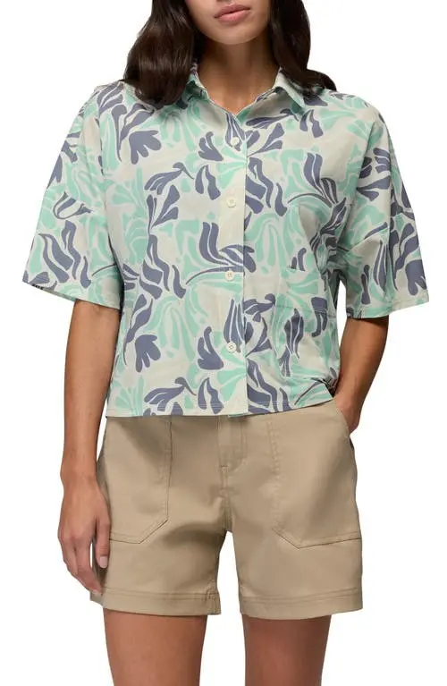 Prana Railay Crop Button-up Shirt - Sea Glass Seaweed