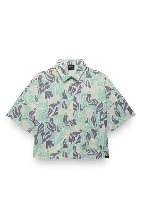 Prana Railay Crop Button-up Shirt - Sea Glass Seaweed