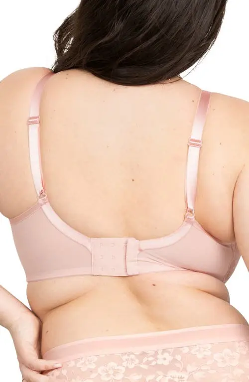 CURVY COUTURE No Show Underwire Lace Plunge T-shirt Bra - Blushing Rose