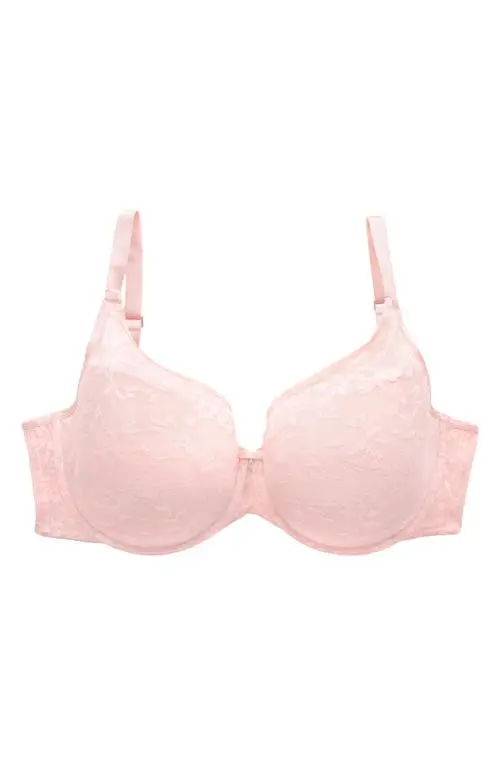 CURVY COUTURE No Show Underwire Lace Plunge T-shirt Bra - Blushing Rose