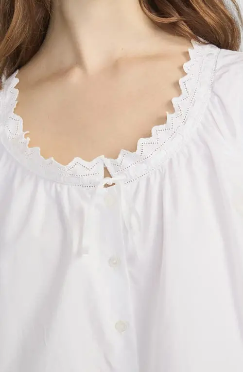 FRAME The Serene Eyelet Trim Cotton Top - White