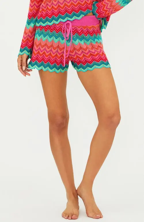Beach Riot Balboa Knit Scallop Cover-up Shorts - Passion