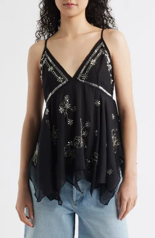 Free People Floral Embellished Top