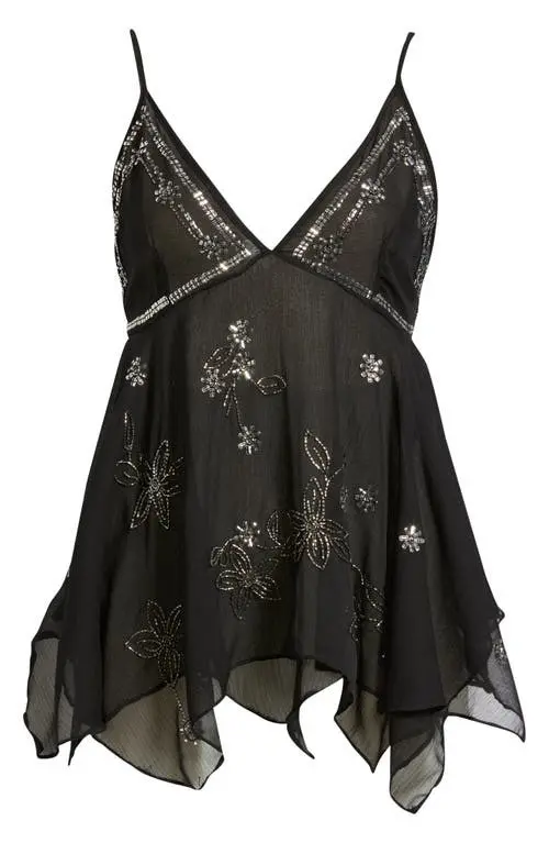 Free People Floral Embellished Top
