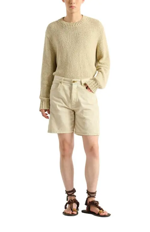 Balmain Faded Denim Bermuda Shorts - Beige