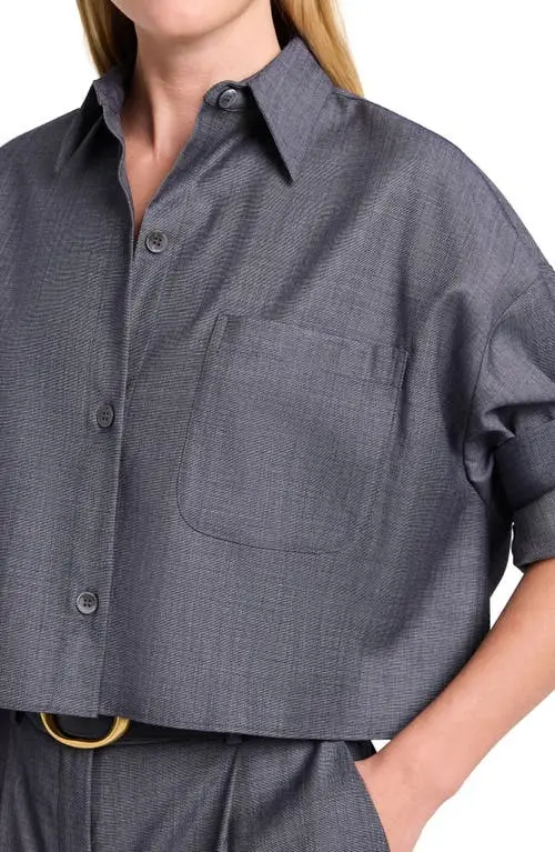 TWP Button-up Wool-blend Shirt - Medium Indigo