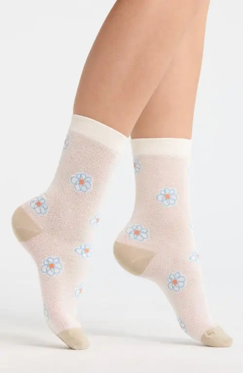 CASA CLARA Camilla Mesh Crew Socks - Floral