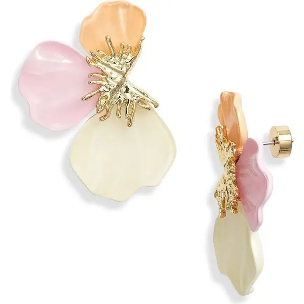 Nordstrom Flower Petal Enamel Drop Earrings - Pink Multi- Gold