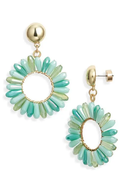 Nordstrom Petal Hoop Drop Earrings - Seafoam- Gold