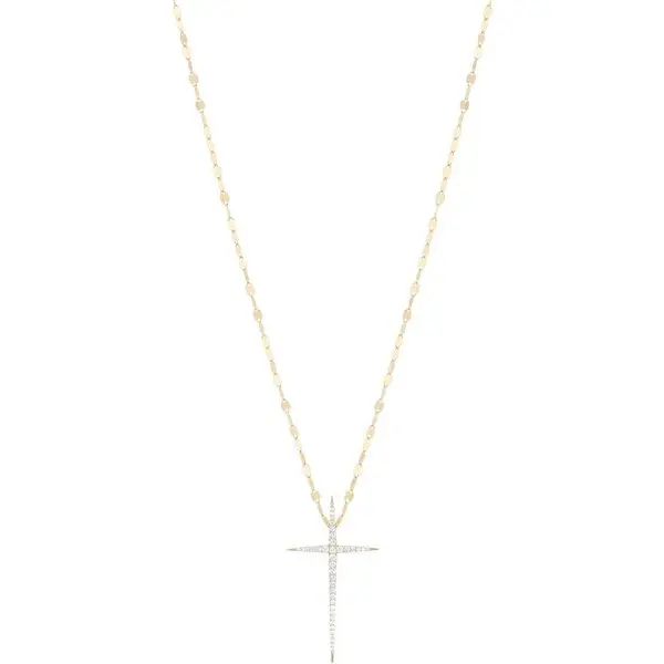 Lana Jewelry Pointed Diamond Cross 14k Gold Pendant Necklace - 14k Yellow Gold