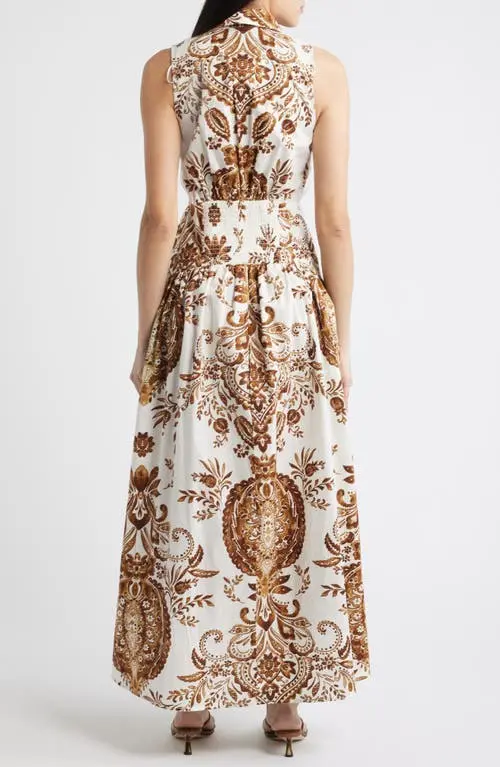 CECE DUPRAZ Printed Sleeveless Maxi Shirtdress - Cream Multi
