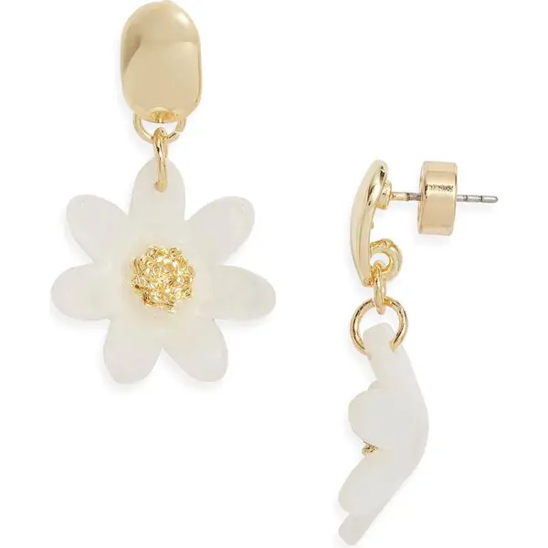 Nordstrom Petal Drop Earrings - White- Gold