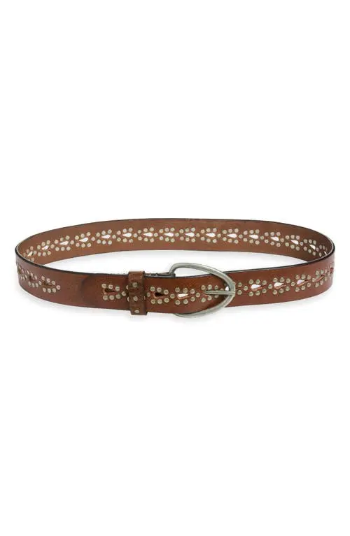 Free People Studded Leather Belt - Mocha