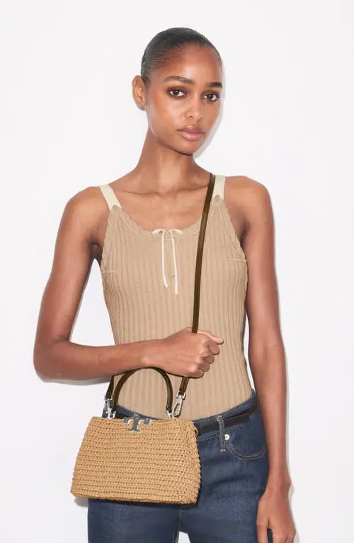 Tory Burch Mini Eleanor Raffia Satchel